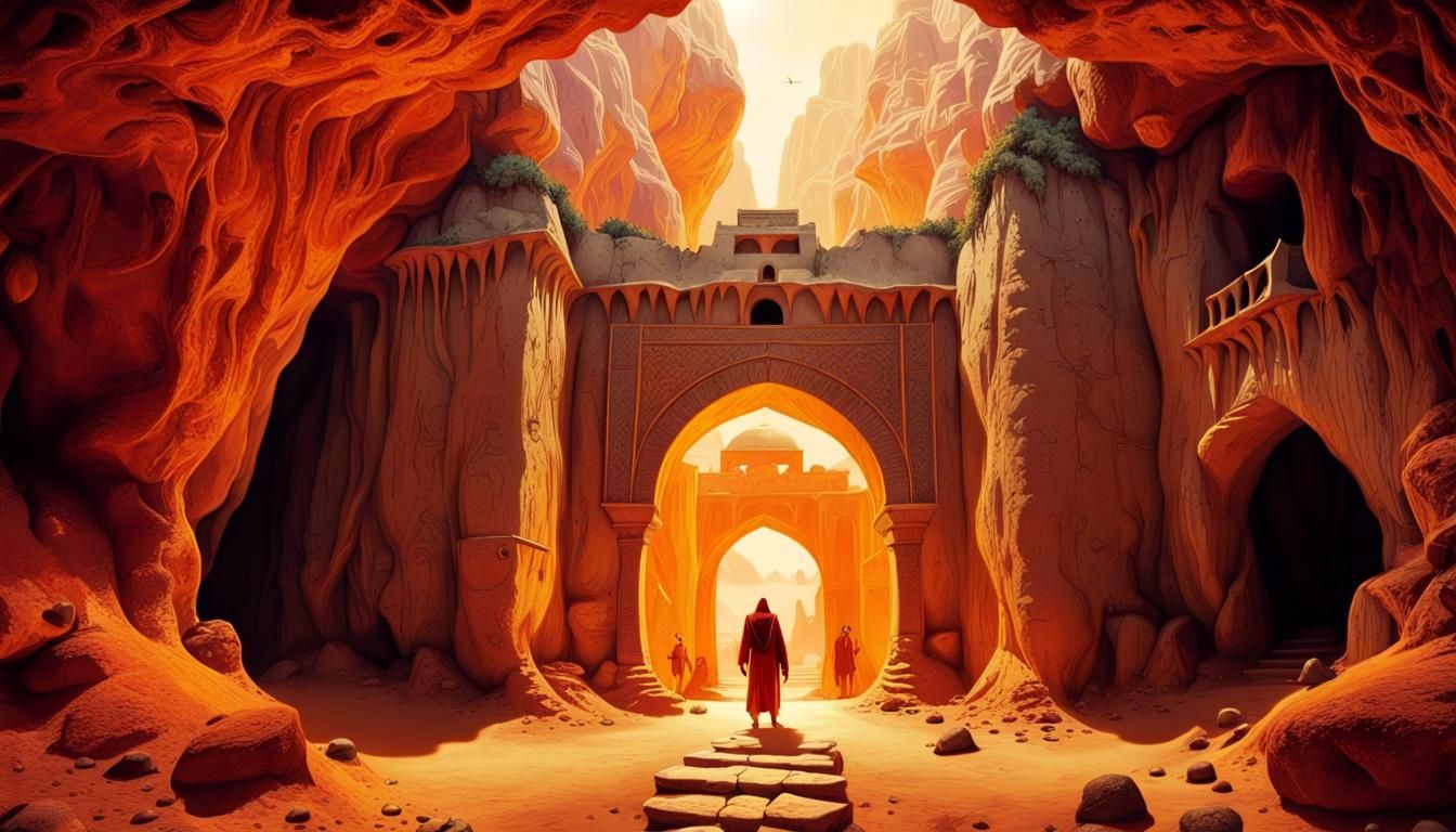 The entrance to the cave of Alibaba and the Forty Thieves. Golden ratio ...