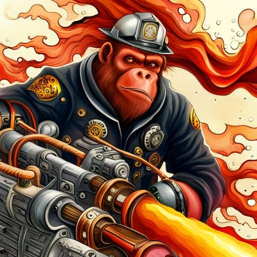 monkey firefighter - AI Generated Artwork - NightCafe Creator