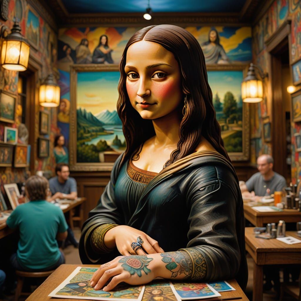 Mona Lisa Latte - Mona Lisa Tattooed on a Model's Forearm in...