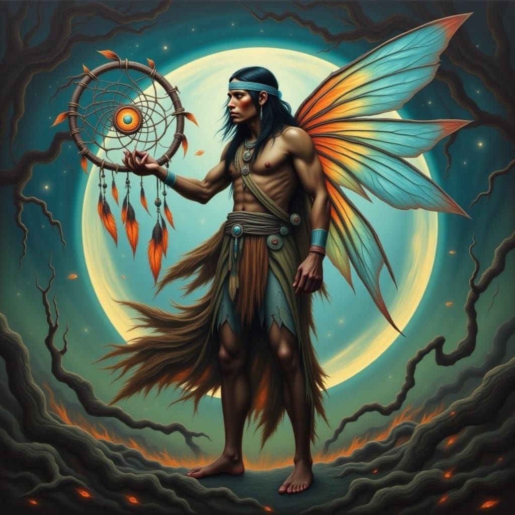 Native American Fairy in Dynamic Motion with Dream... - AI Art