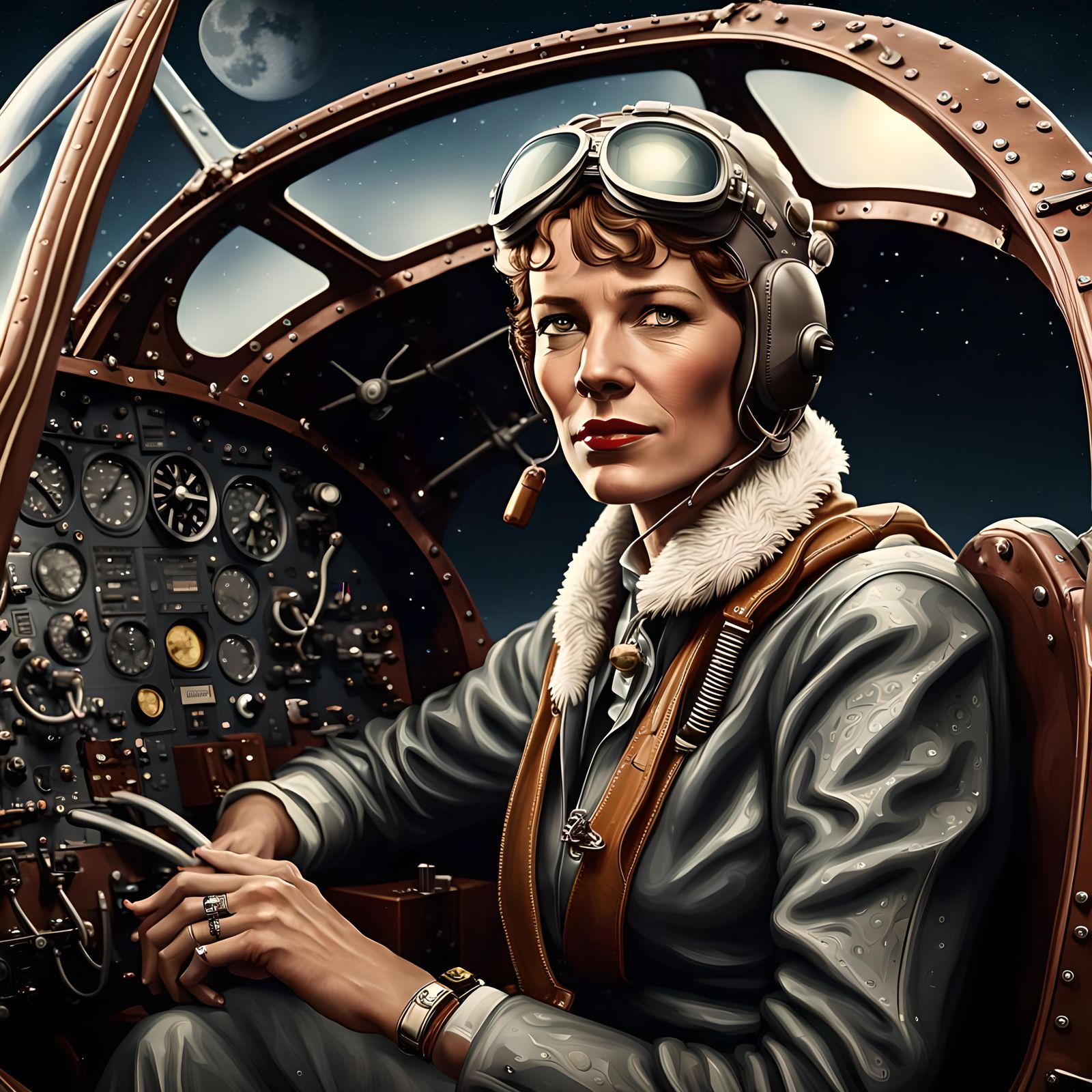 Amelia Earhart, The First Woman Aviator On Her Historic Solo Nonstop ...