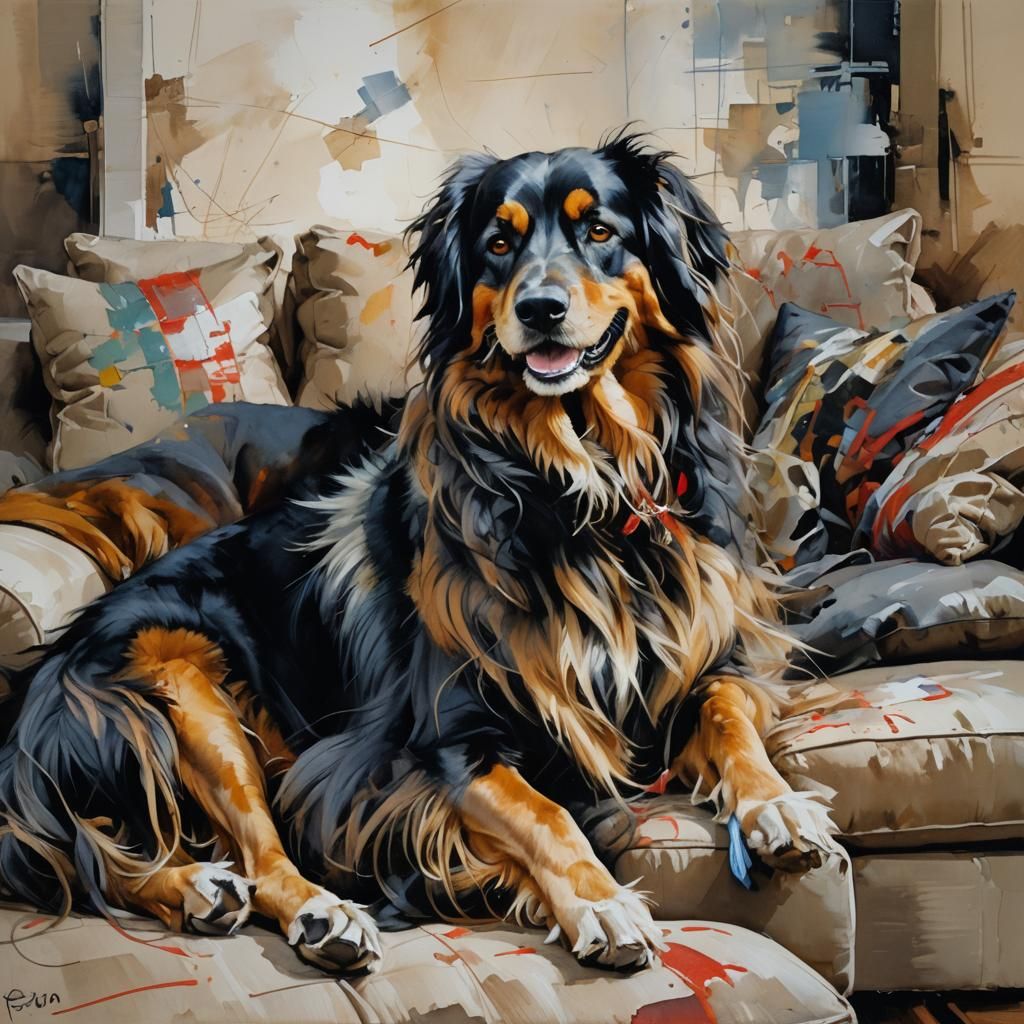 He knows he is not allowed on the couch.... - AI Generated Artwork ...