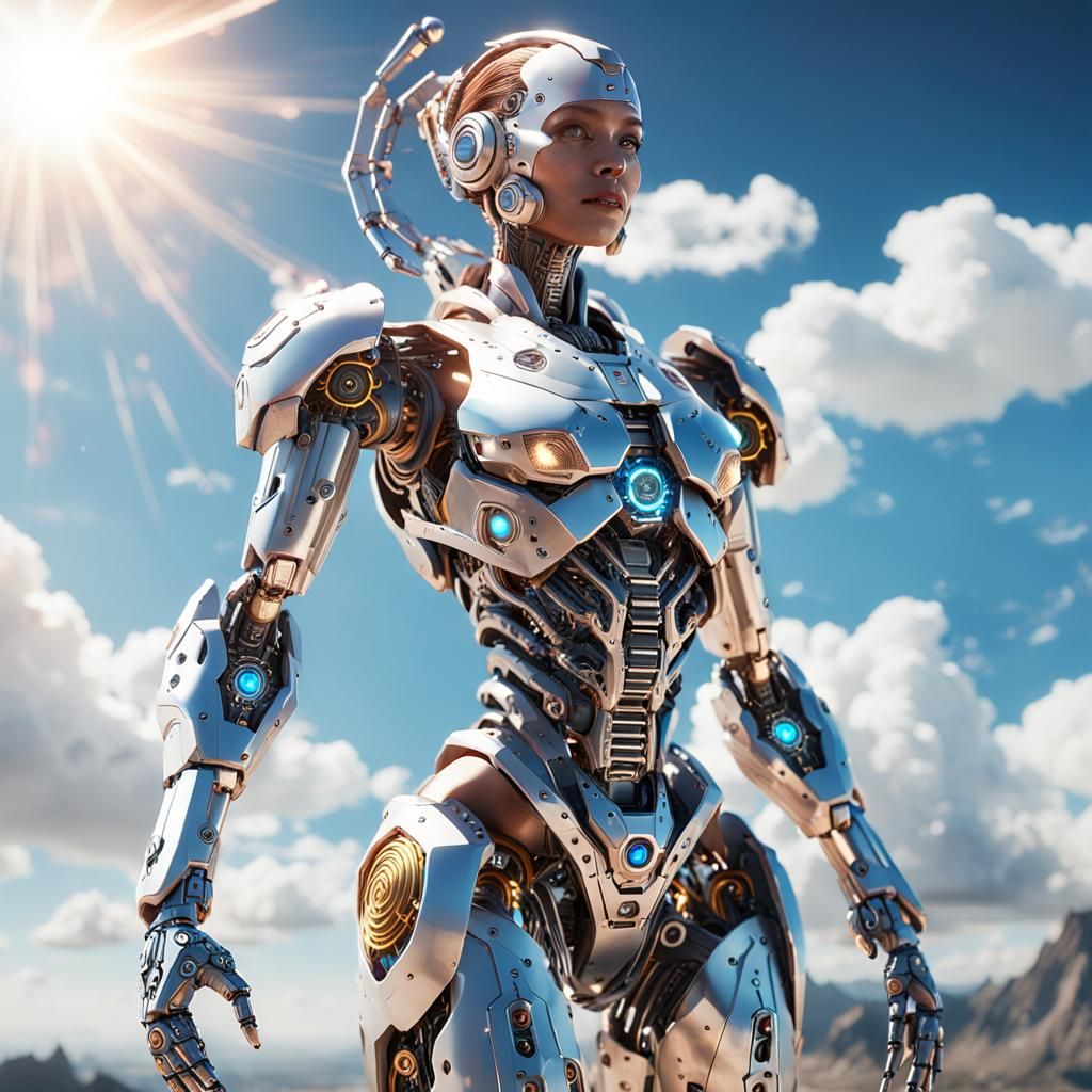 Human head removed from body and fully integrated in machine body. - AI ...