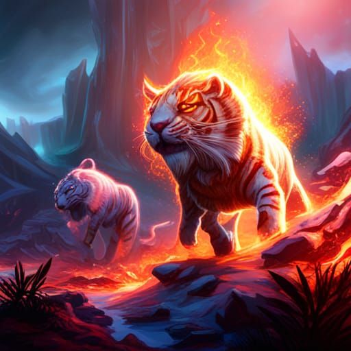 ice tiger keybpard fire - AI Generated Artwork - NightCafe Creator