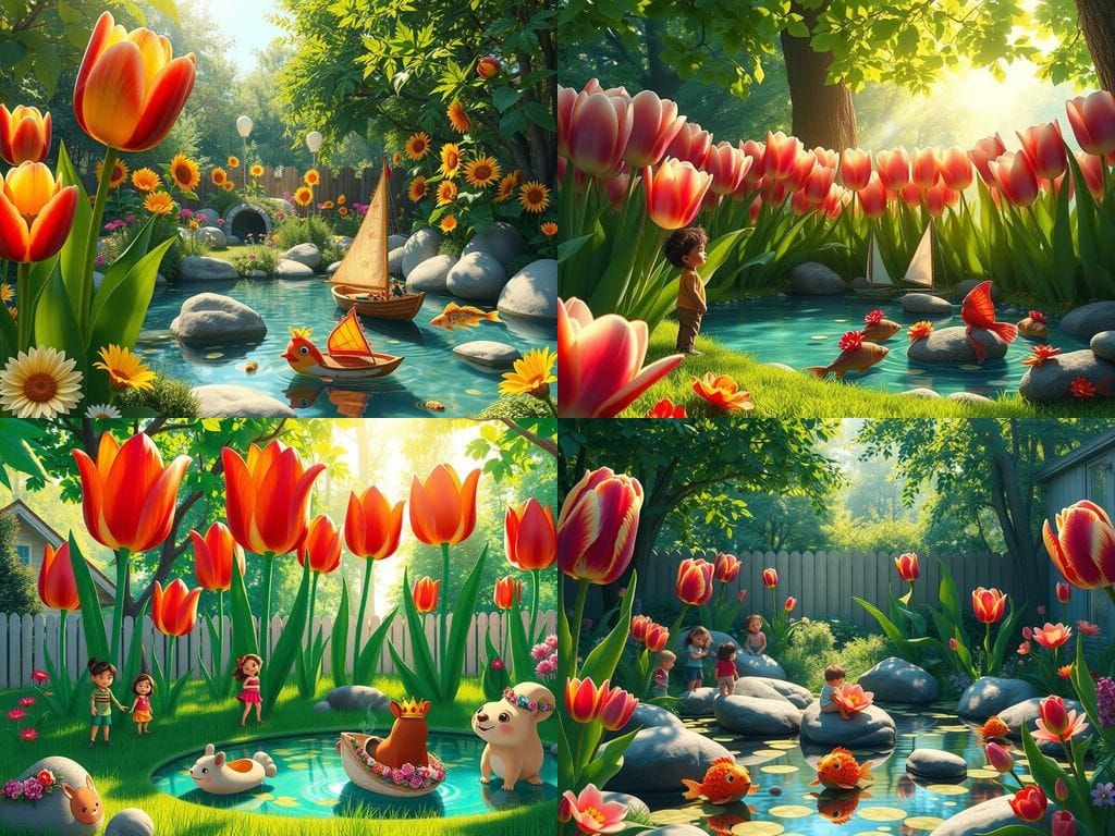 Enchanted Backyard Wonderland in Vibrant Colors - AI Art