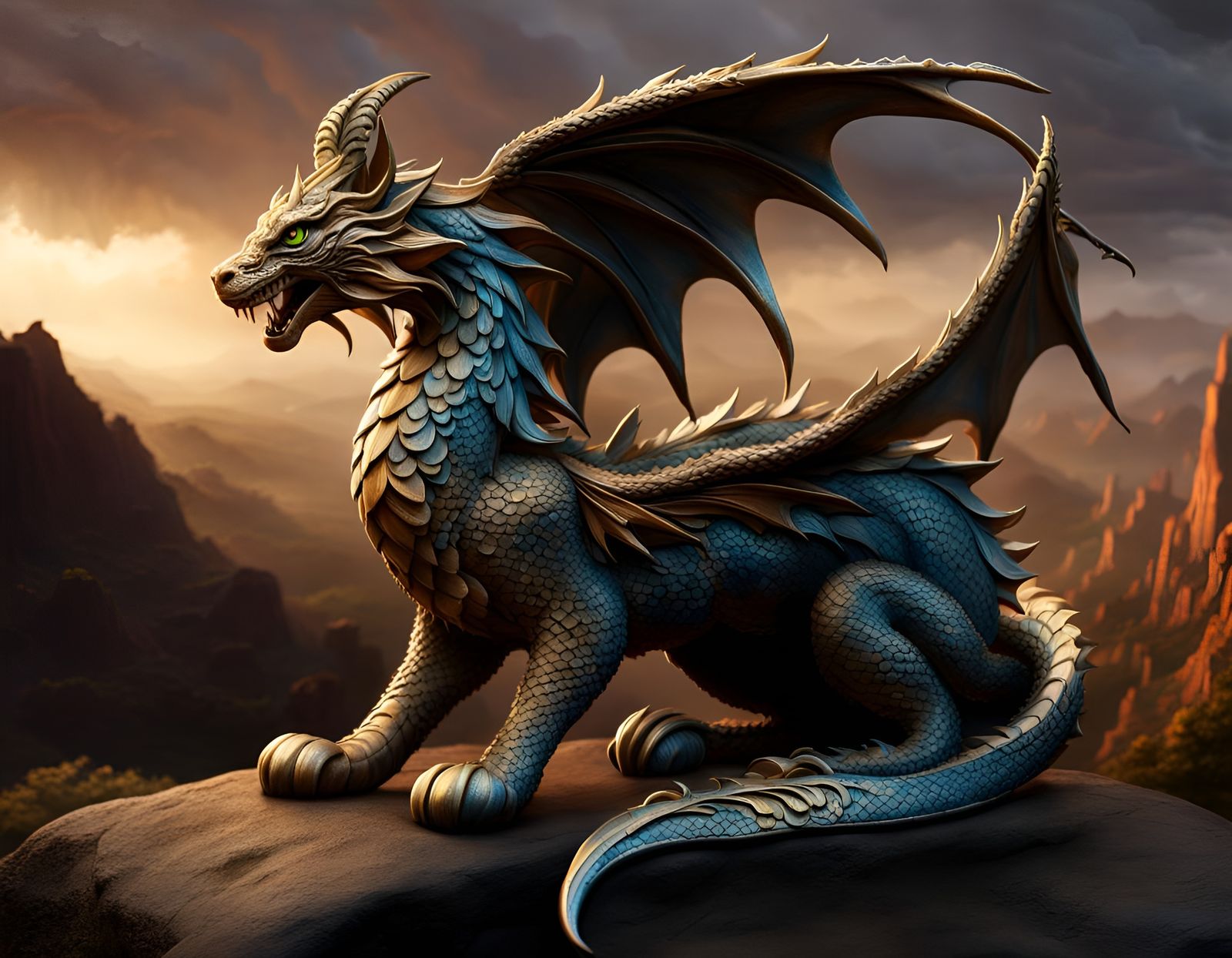 Mythical cat-dragon sculpted from Clay - AI Generated Artwork ...
