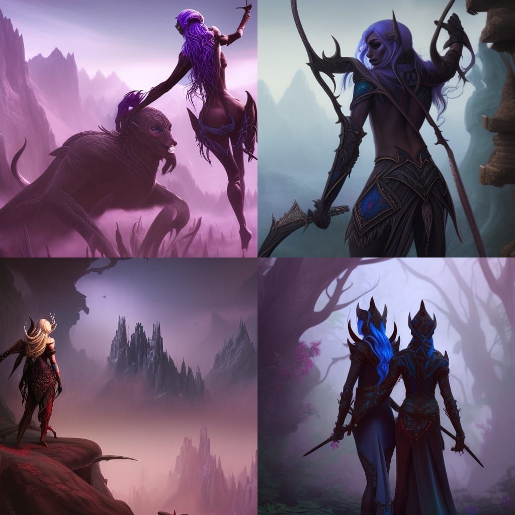 Drow Elf and a back panther - AI Generated Artwork - NightCafe Creator