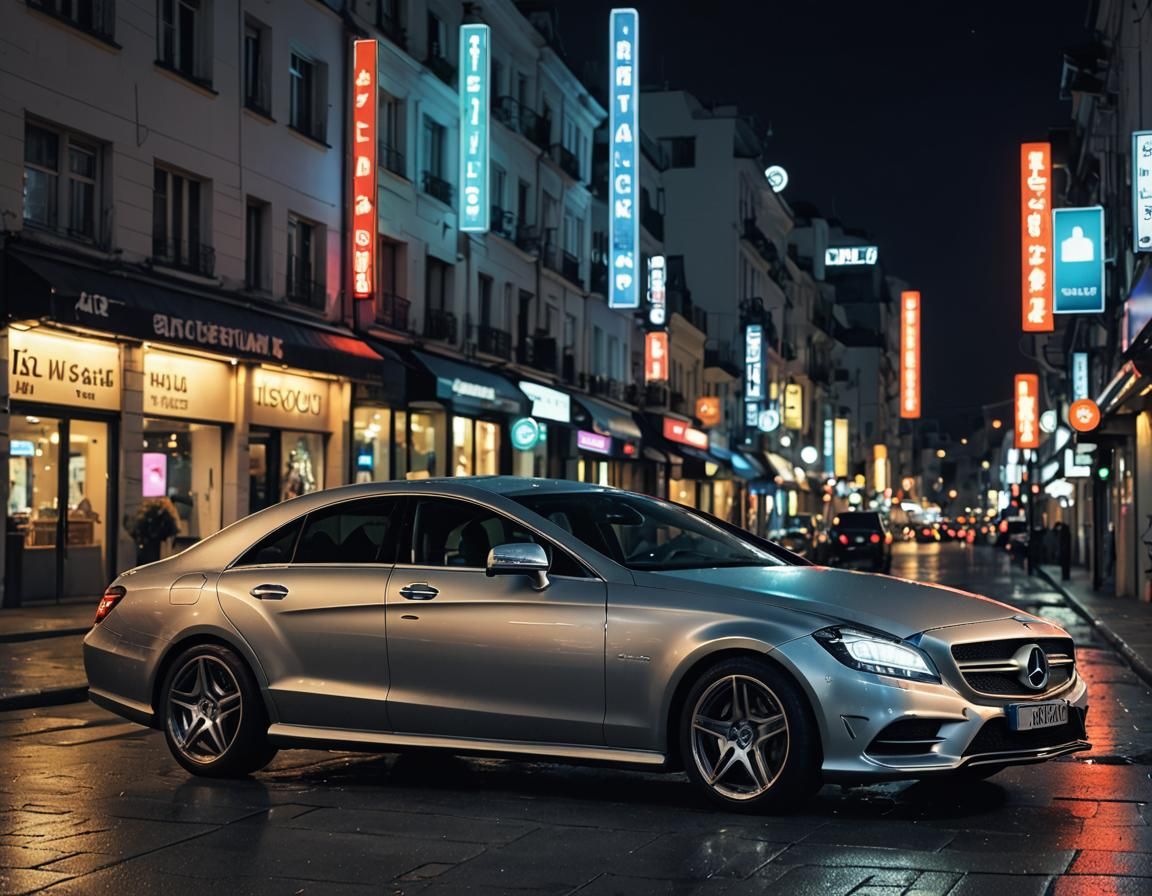 Mercedes CLS500 in the street - AI Generated Artwork - NightCafe Creator