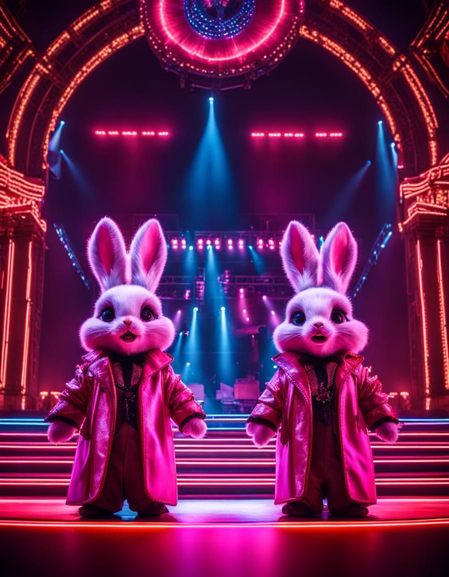 Rabbits Singing on Stage - AI Generated Artwork - NightCafe Creator