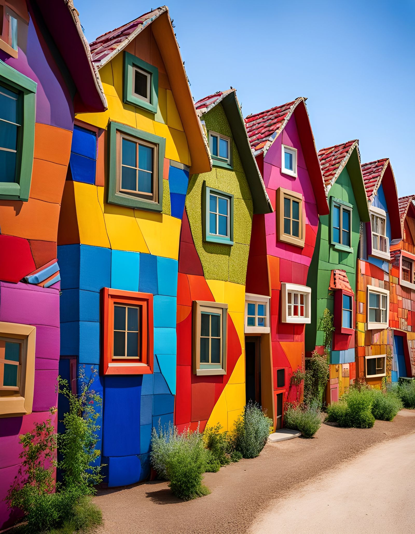 Monsanto Patchwork Houses - AI Generated Artwork - NightCafe Creator