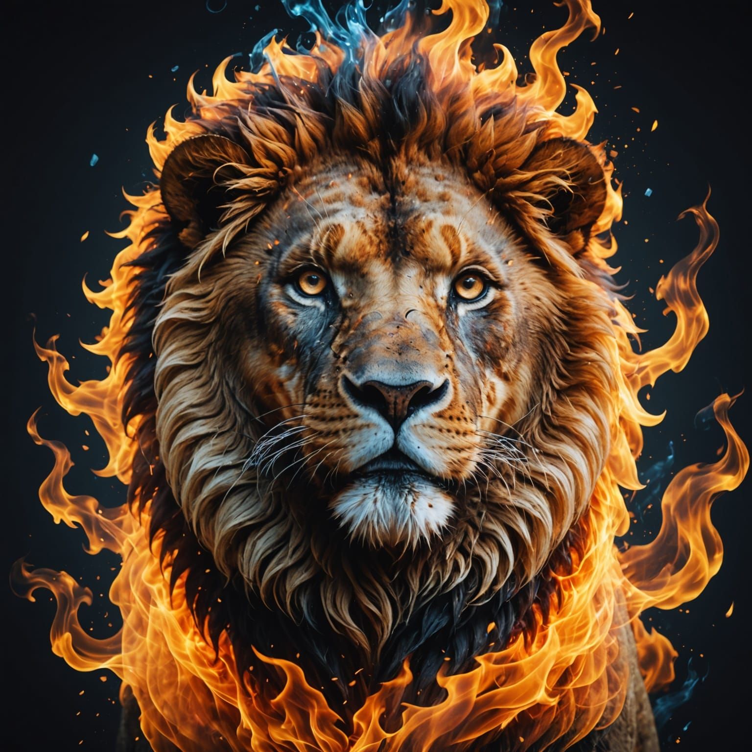 Surreal Lion Unites Elements in Hyperrealist Harmo... - AI Art