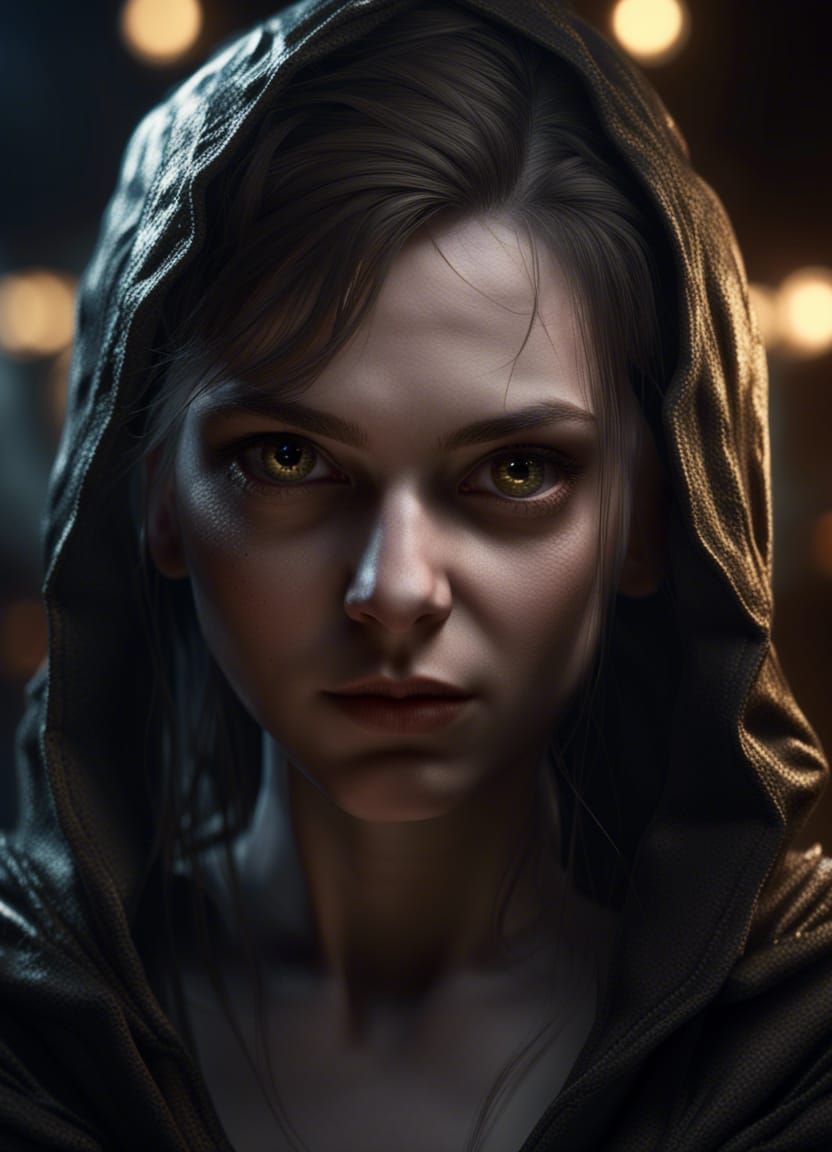 Top half portrait of a evil girl - AI Generated Artwork - NightCafe Creator