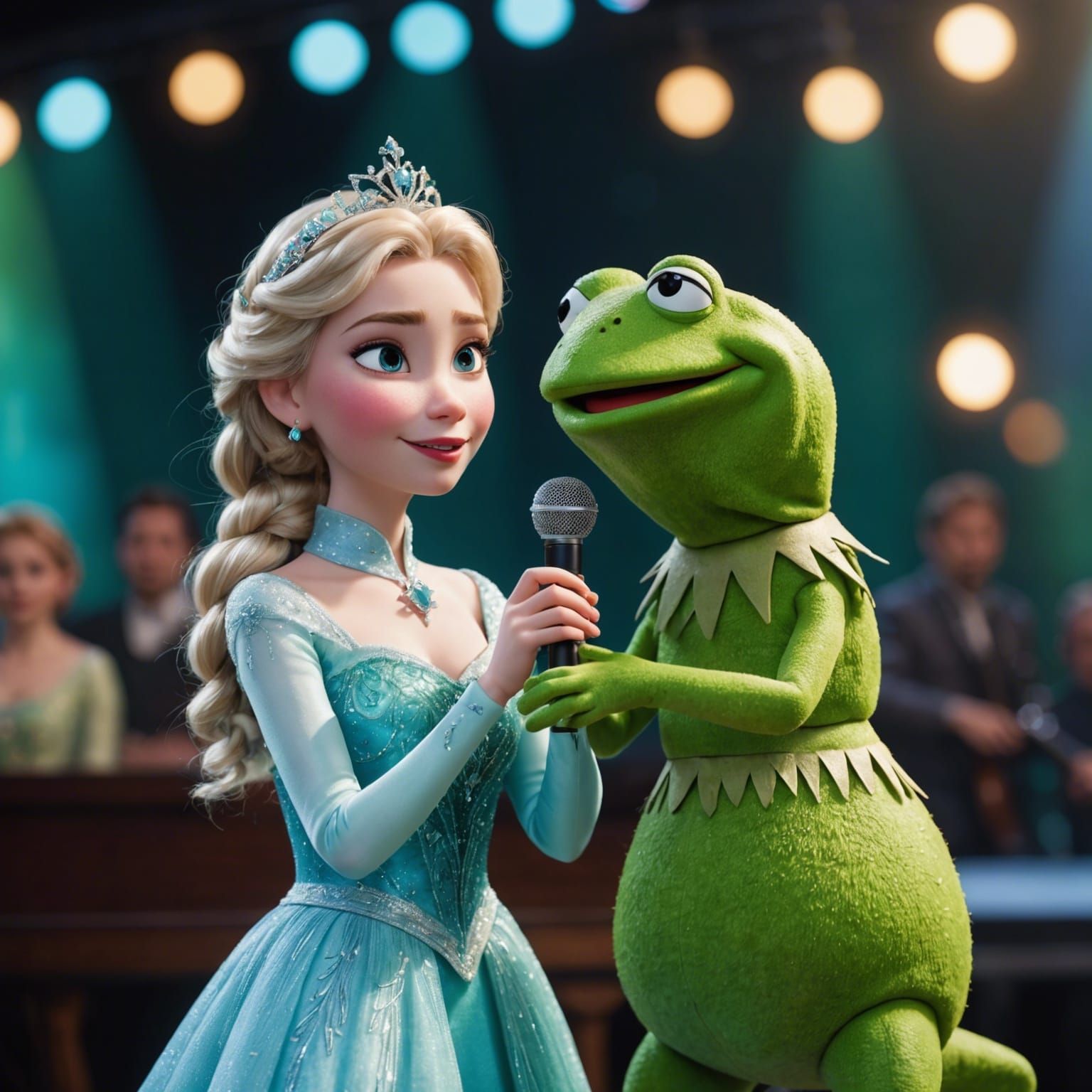 Princess Elsa of Arendelle wearing intricately detailed light blue ...