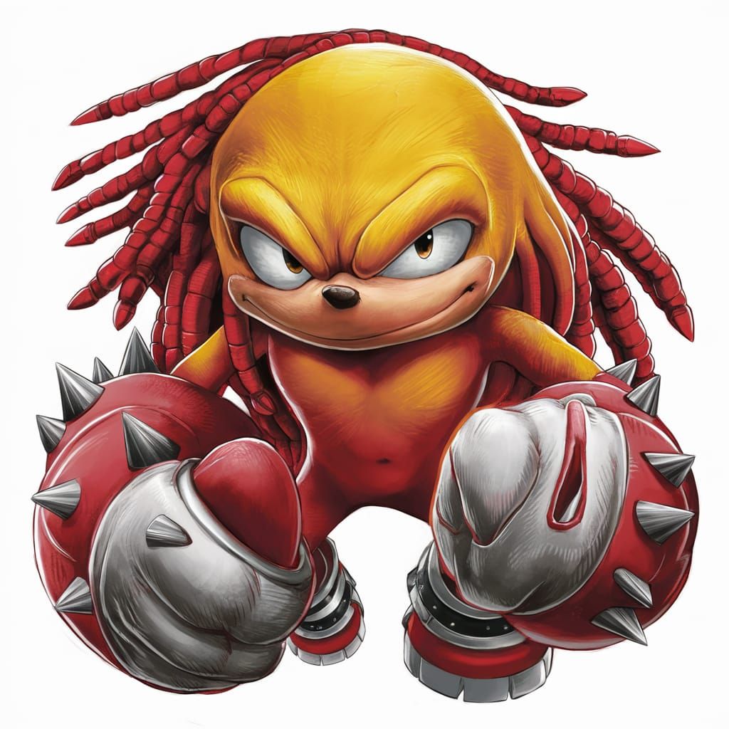 Knuckles the Echidna with two eyes from Sonic the Hedgehog has a simple ...