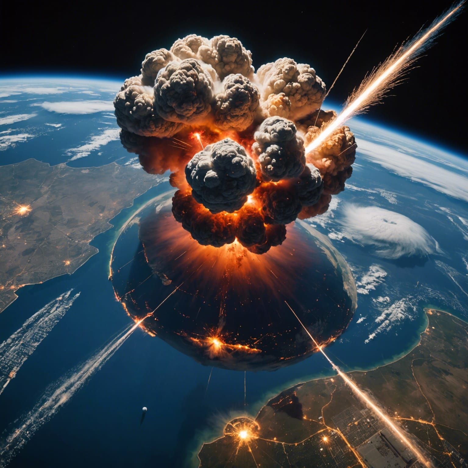 Aerial shot of Nuclear Explosion - AI Generated Artwork - NightCafe Creator