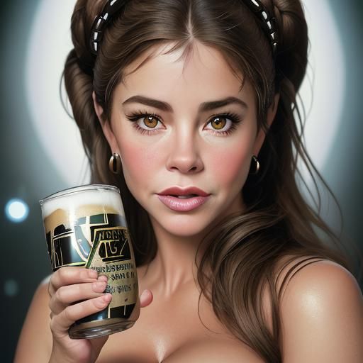 Sofia Vergara has a beer dressed as princess leia of star wars - AI ...