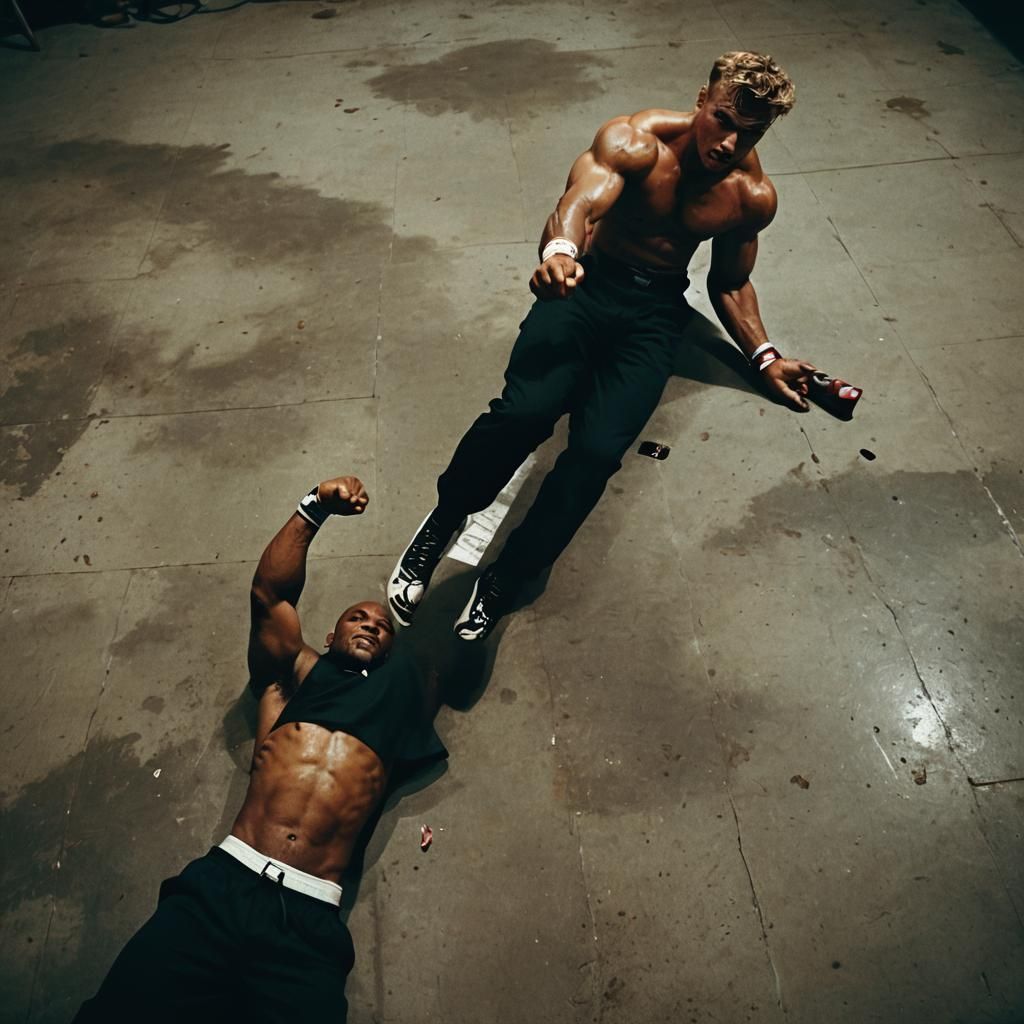 Epic Fight Scene: Jake Paul at Mike Tyson's Mercy - AI Art