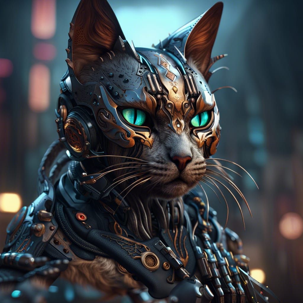 Cyborg Cat - AI Generated Artwork - NightCafe Creator