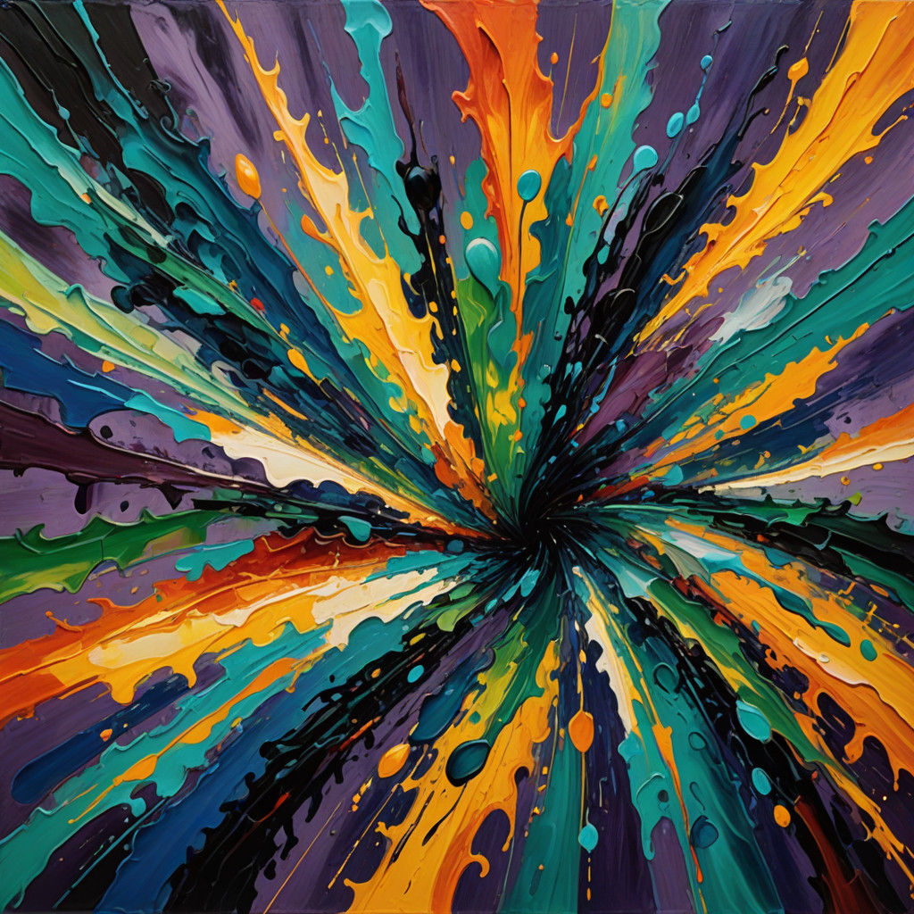 Electric Vortex Painting in Vibrant Triadic Colors