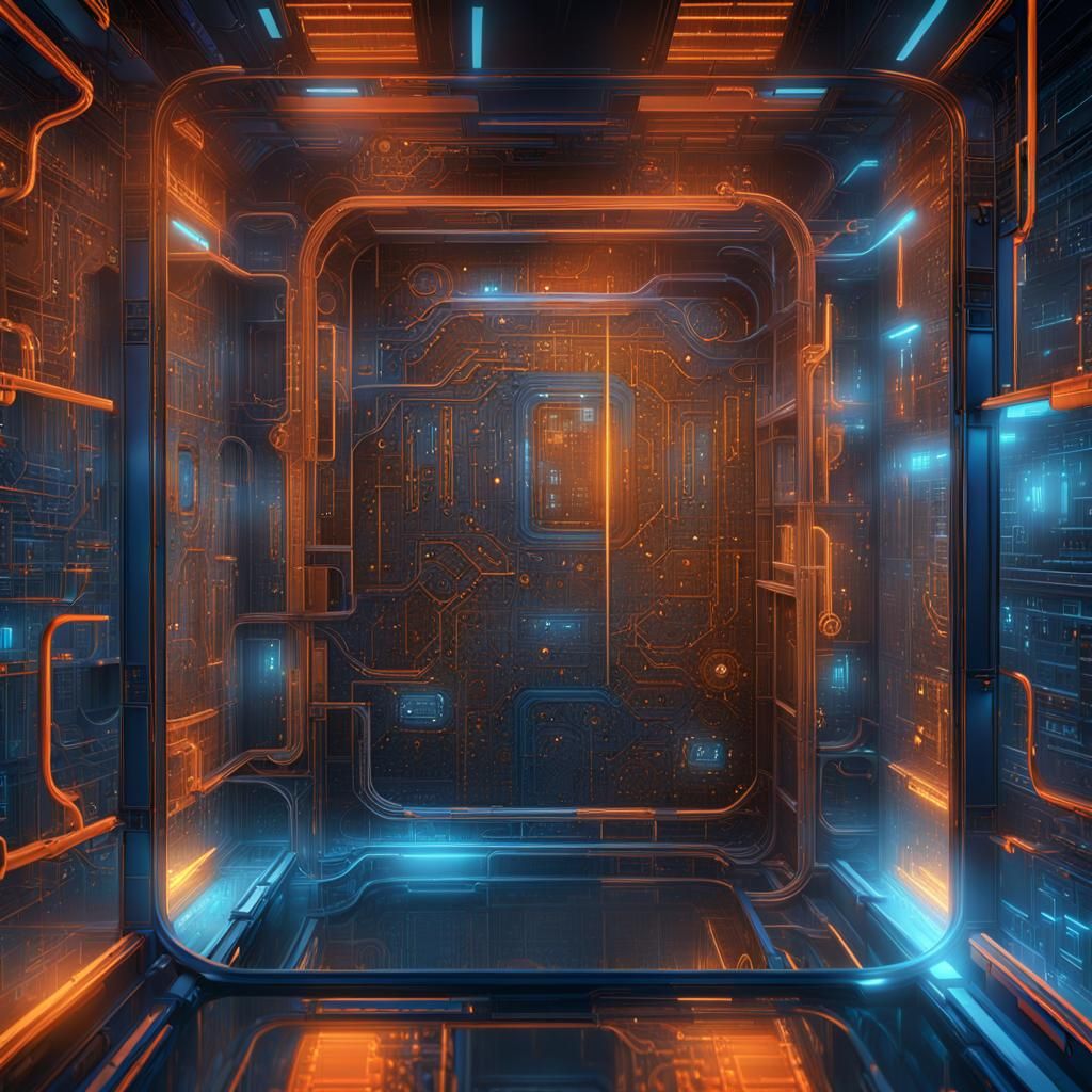 Surreal Glass Containment Cell in Dark Industrial ... - AI Art