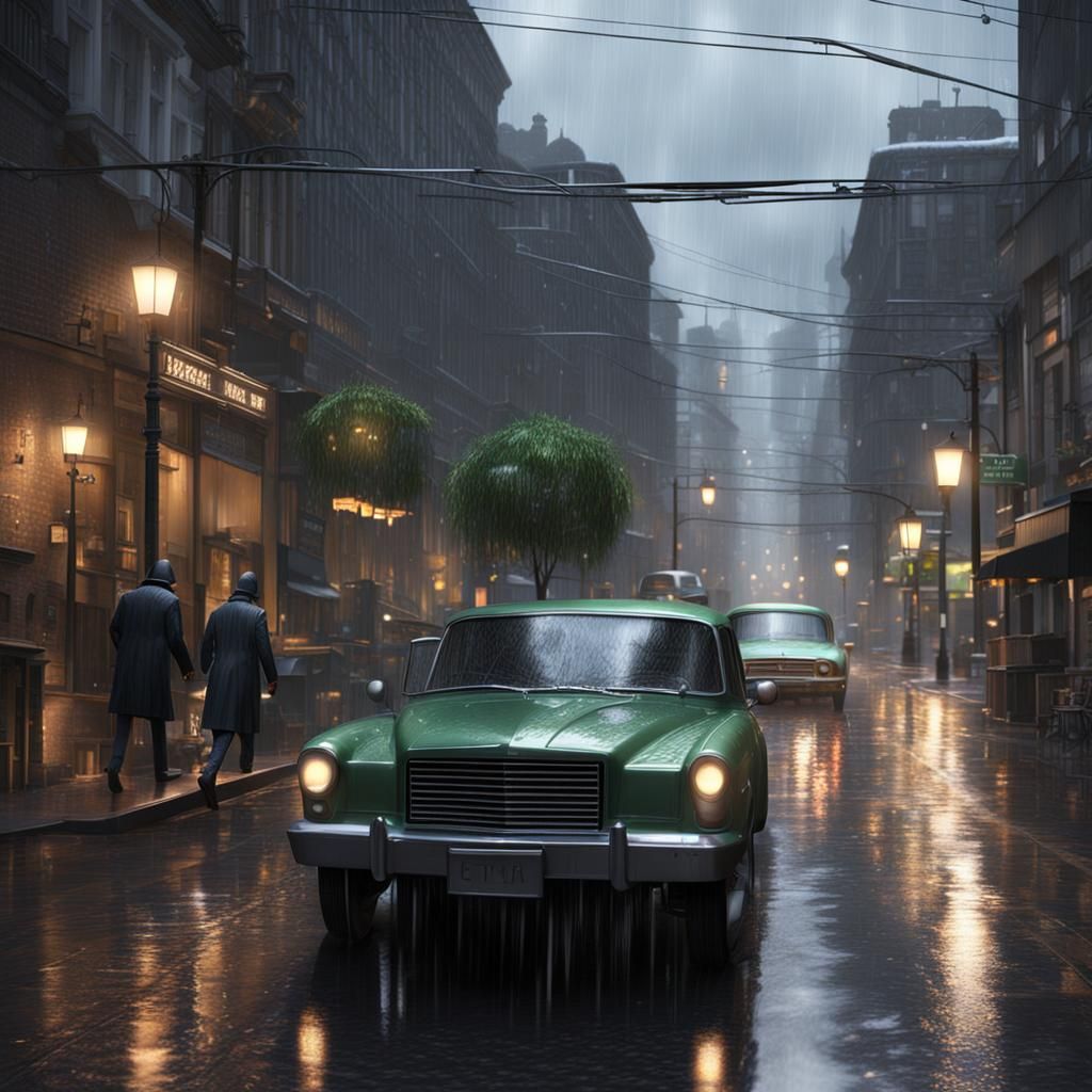 Raining in the City - AI Generated Artwork - NightCafe Creator