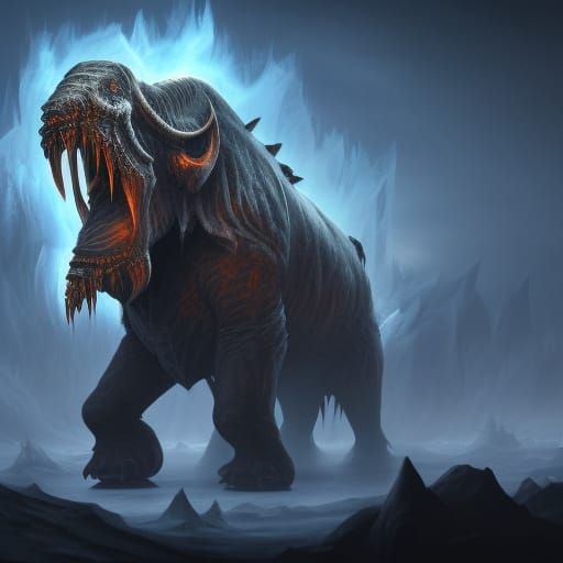 Evil tusk mastodon demon wings angry ice a masterpiece, 8k resolution ...
