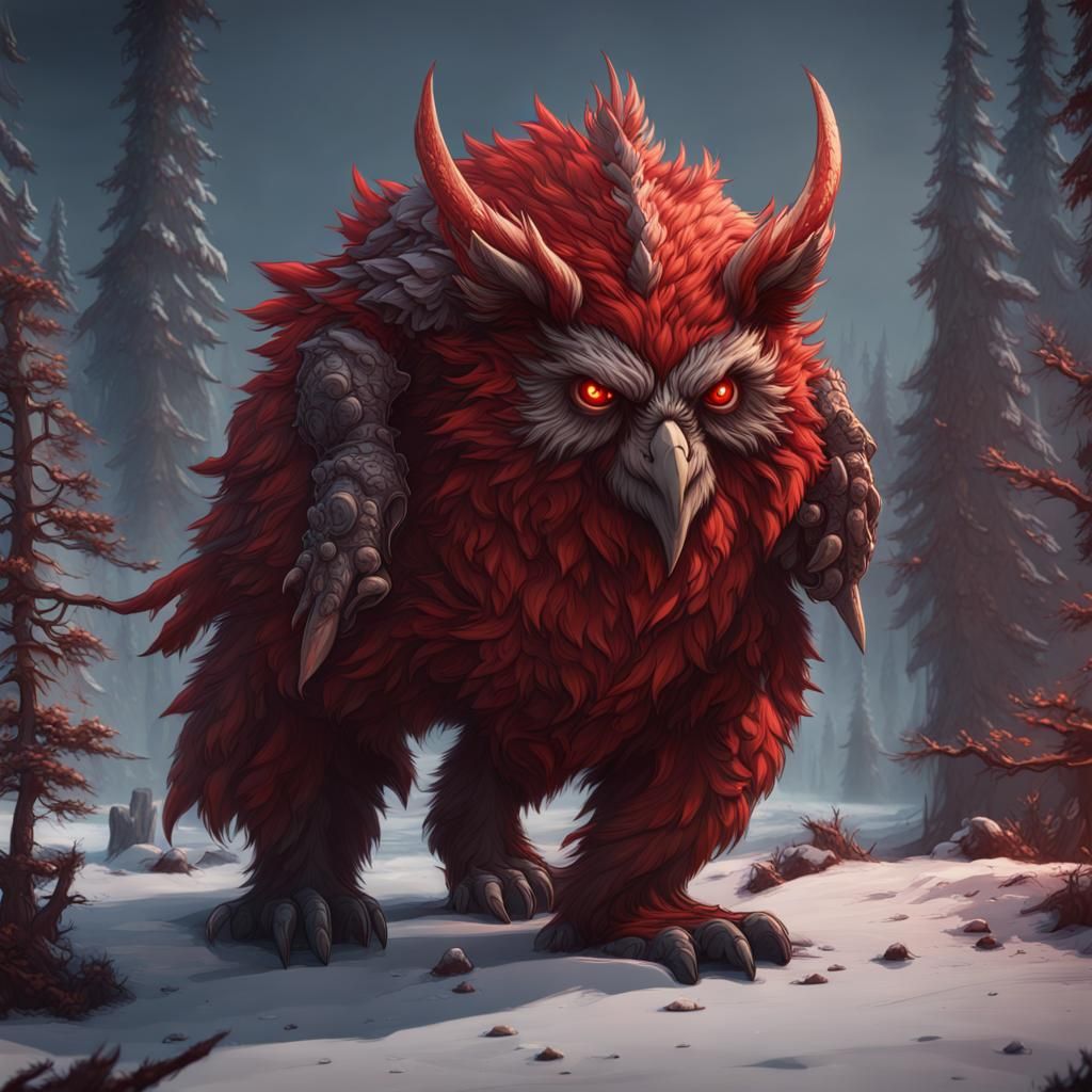 Red mutant owlbear - AI Generated Artwork - NightCafe Creator