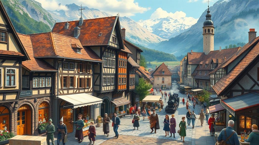 A captivating animated watercolor-style image scene depicting a dynamic ...