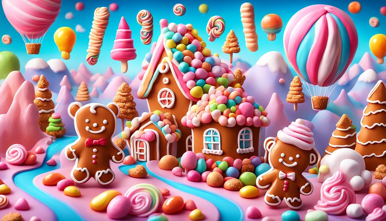 Gingerbread family on sugar mountain vacation - AI Generated Artwork ...