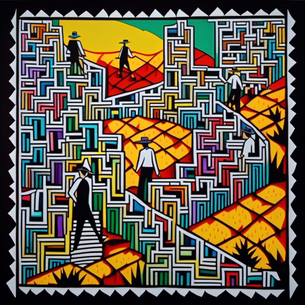 Escher Cornfield staircase Maze inticate maze maze three dimensional ...