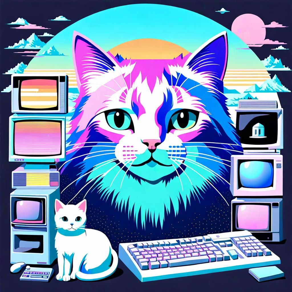 Vaporwave cat - AI Generated Artwork - NightCafe Creator