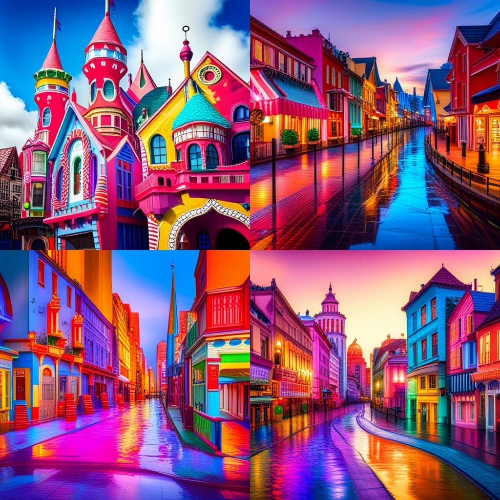 vibrant colors Candyland wonderland CandyLand City Scapes - AI ...