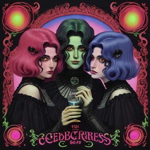 Cereberus the three-headed dog; Woman witnessing cereberus; Pink Gel ...