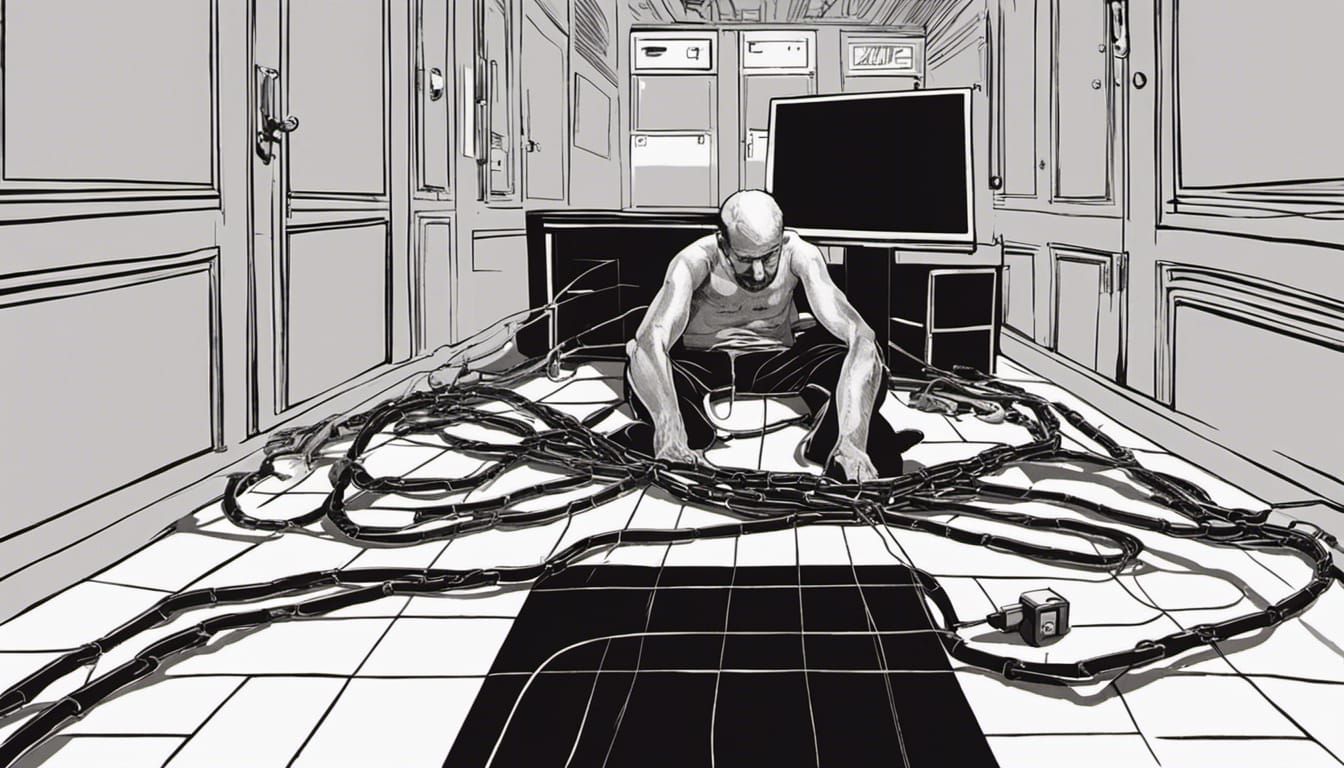 A man chained by technology ( serie 2/9 ) - AI Generated Artwork ...