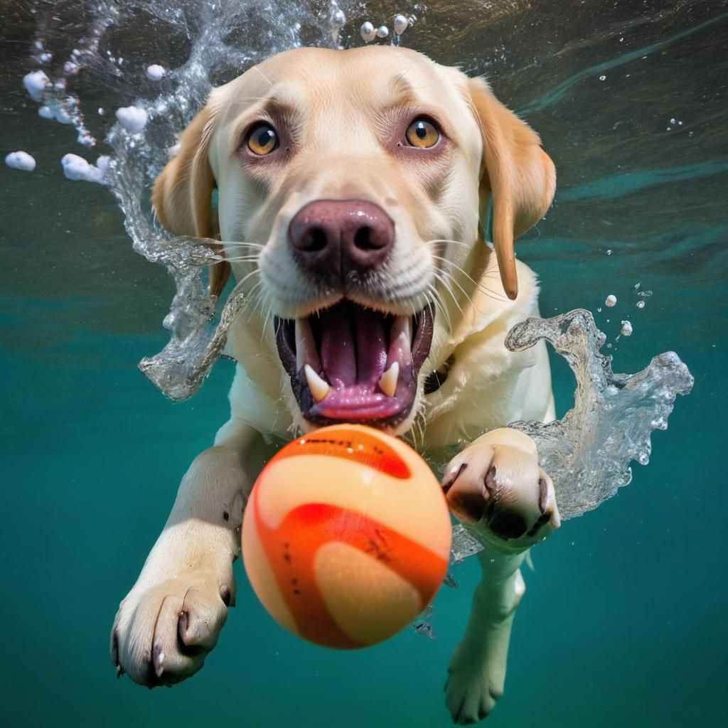 Cream labrador trying to catch ball! - AI Generated Artwork - NightCafe ...