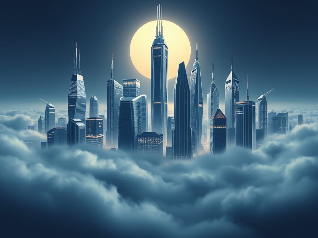 Surreal Teslapunk Cityscape with Chrome Reflection... - AI Art