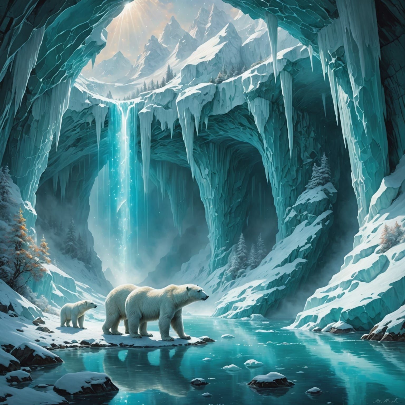 Glacier Cave - Sparkling Glacier Cave with Polar Bears and T...