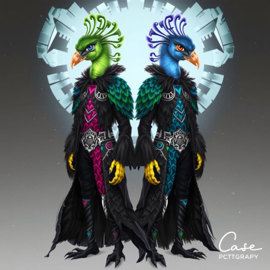 The Peacock Avengers - Avian Alien Alliance in Vibrant Aesth...