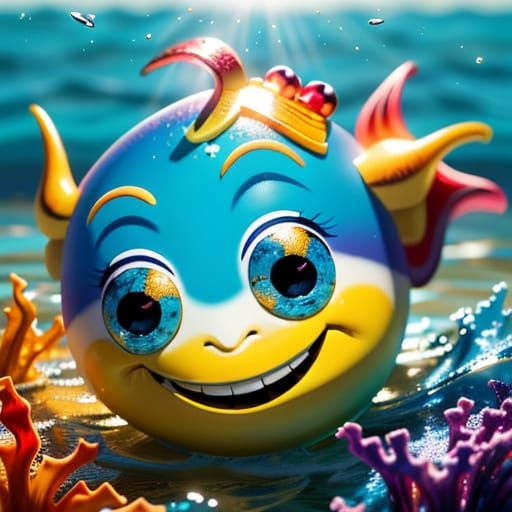 Vibrant Cartoon Conch Shell Smiles in Whimsical Wo... - AI Art