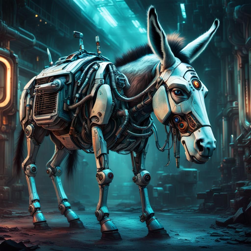 Cyborg donkey - AI Generated Artwork - NightCafe Creator