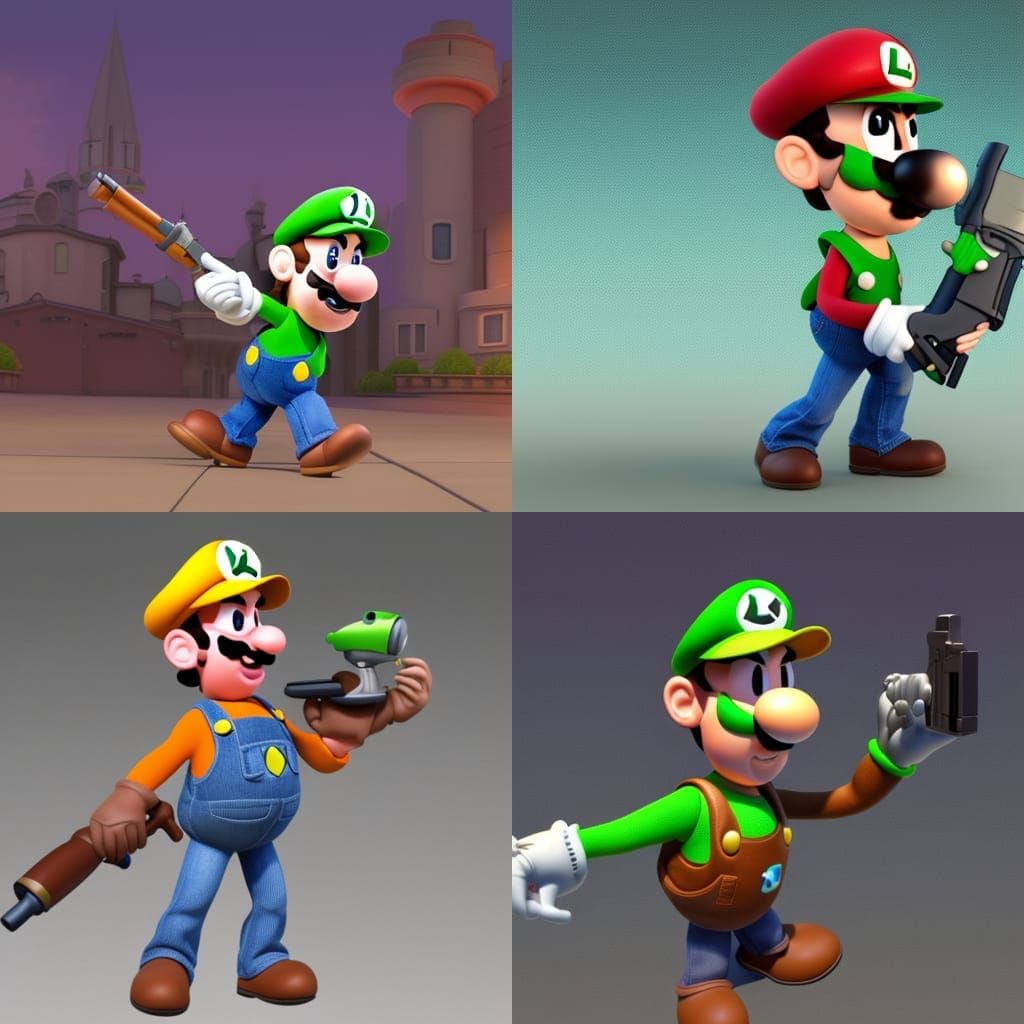 luigi with gun - AI Generated Artwork - NightCafe Creator