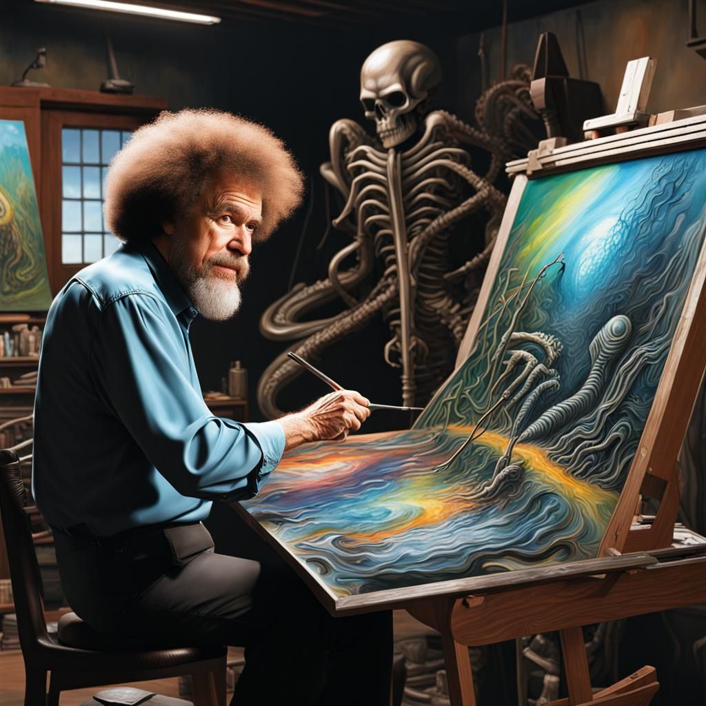 Bob Ross paints an HR Giger picture - AI Generated Artwork - NightCafe ...