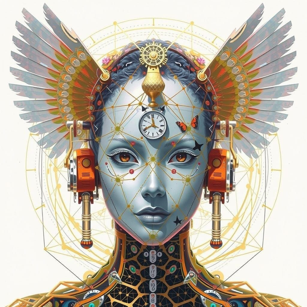 Ethereal Retro Futuristic Portrait of a Young Woma... - AI Art