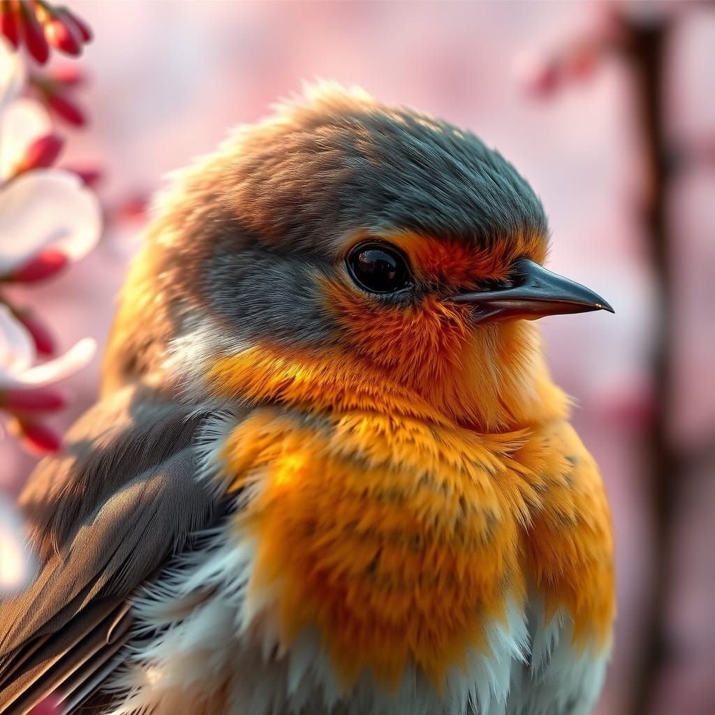 Robin with Cherry Blossom - Robin with Cherry Blossom