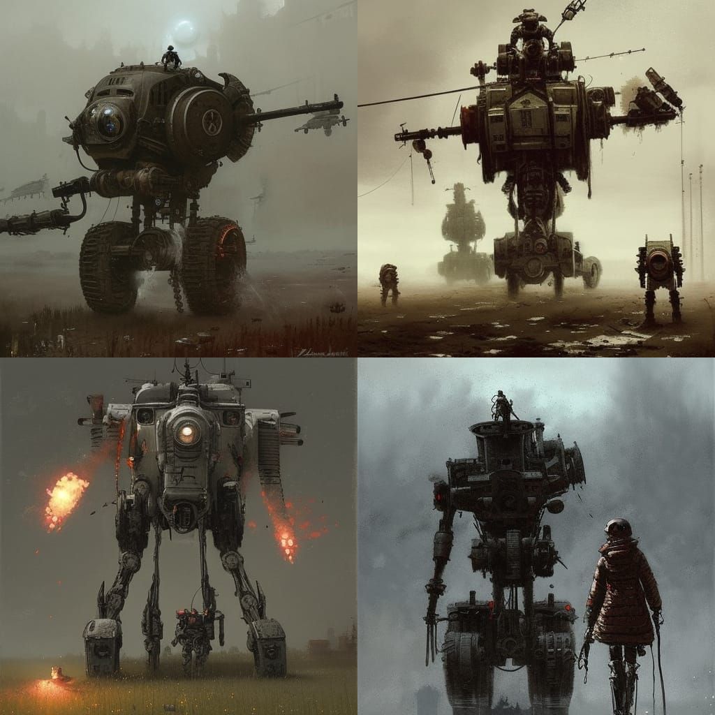dieselpunk mech horror Jakub Rozalski - AI Generated Artwork ...