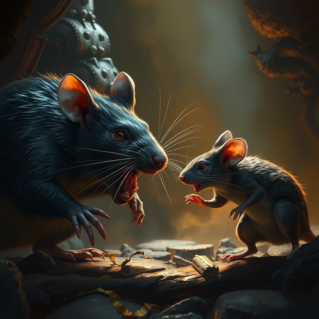 rat and mouse fighting - Epic Fantasy Rat and Mouse Ba...