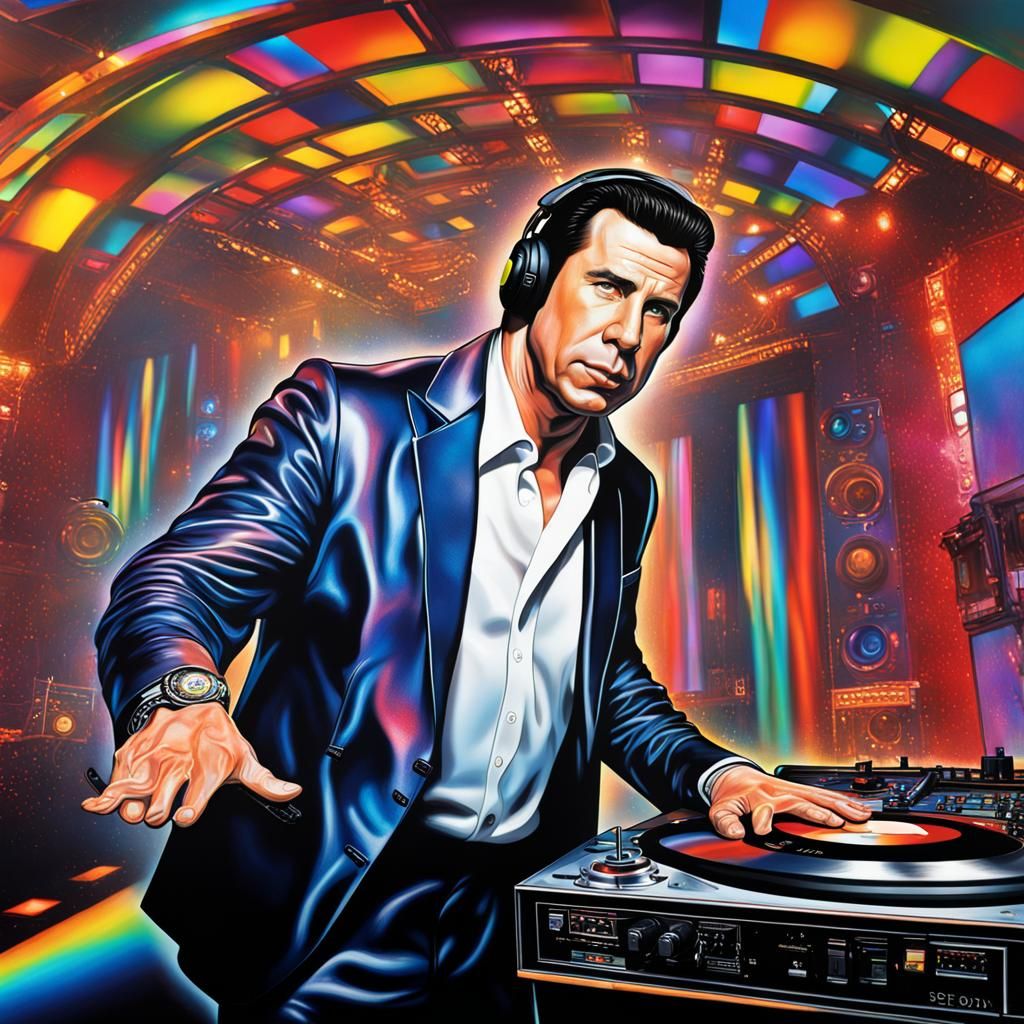 John Travolta DJ at Studio 54 - AI Generated Artwork - NightCafe Creator