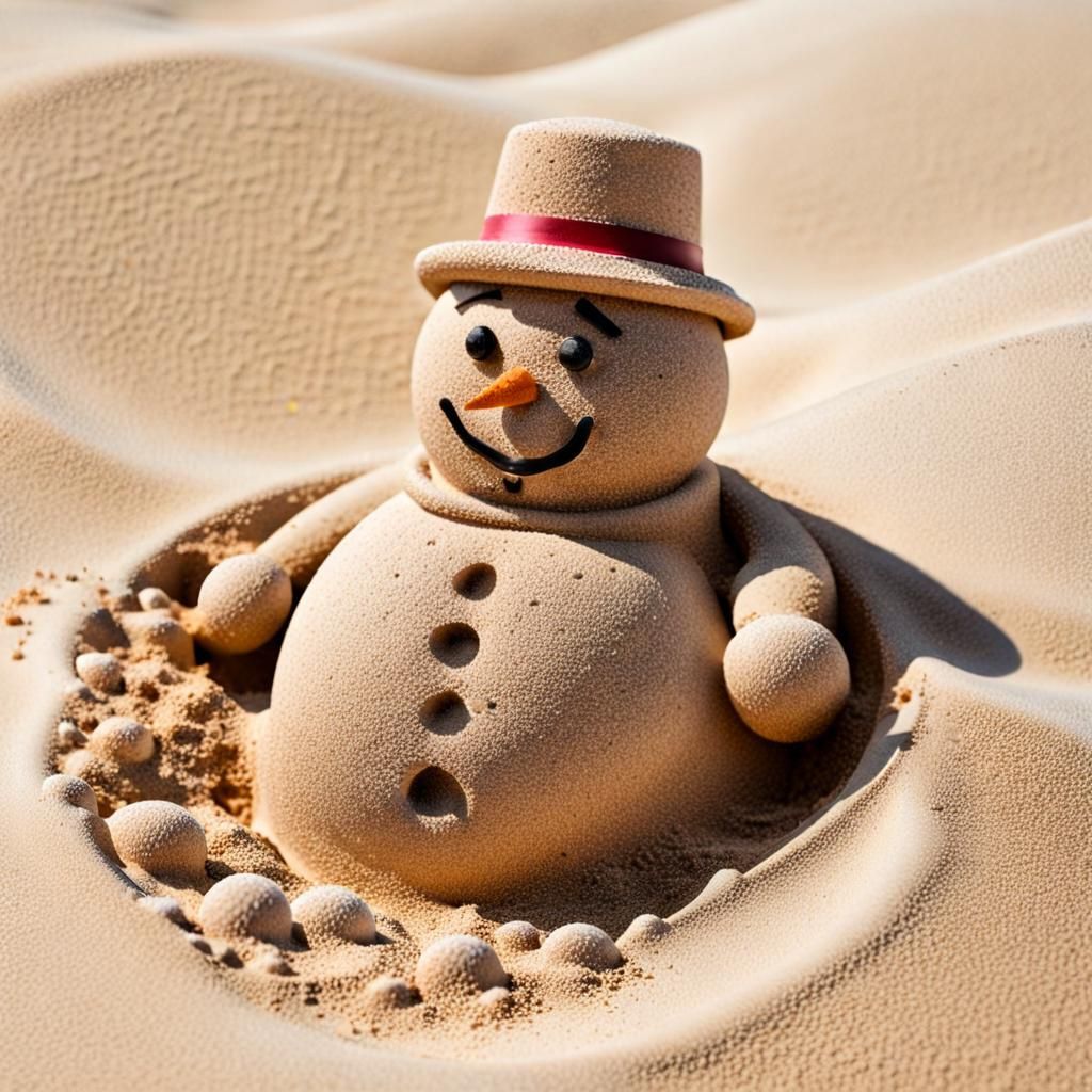 snowman made of sand - AI Generated Artwork - NightCafe Creator