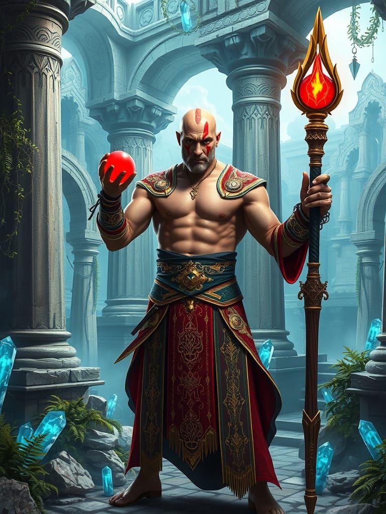 Ethereal Wizard in Ancient Ruins - AI Art