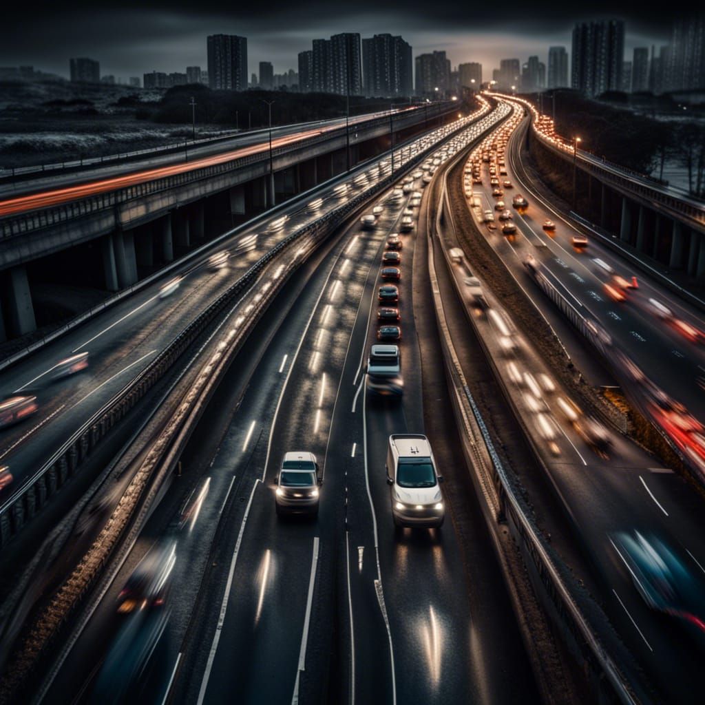 Nightime Highway Driving - AI Generated Artwork - NightCafe Creator